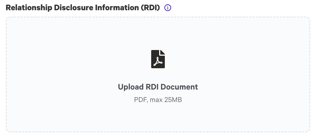 How to upload Relationship Disclosure Information (RDI)